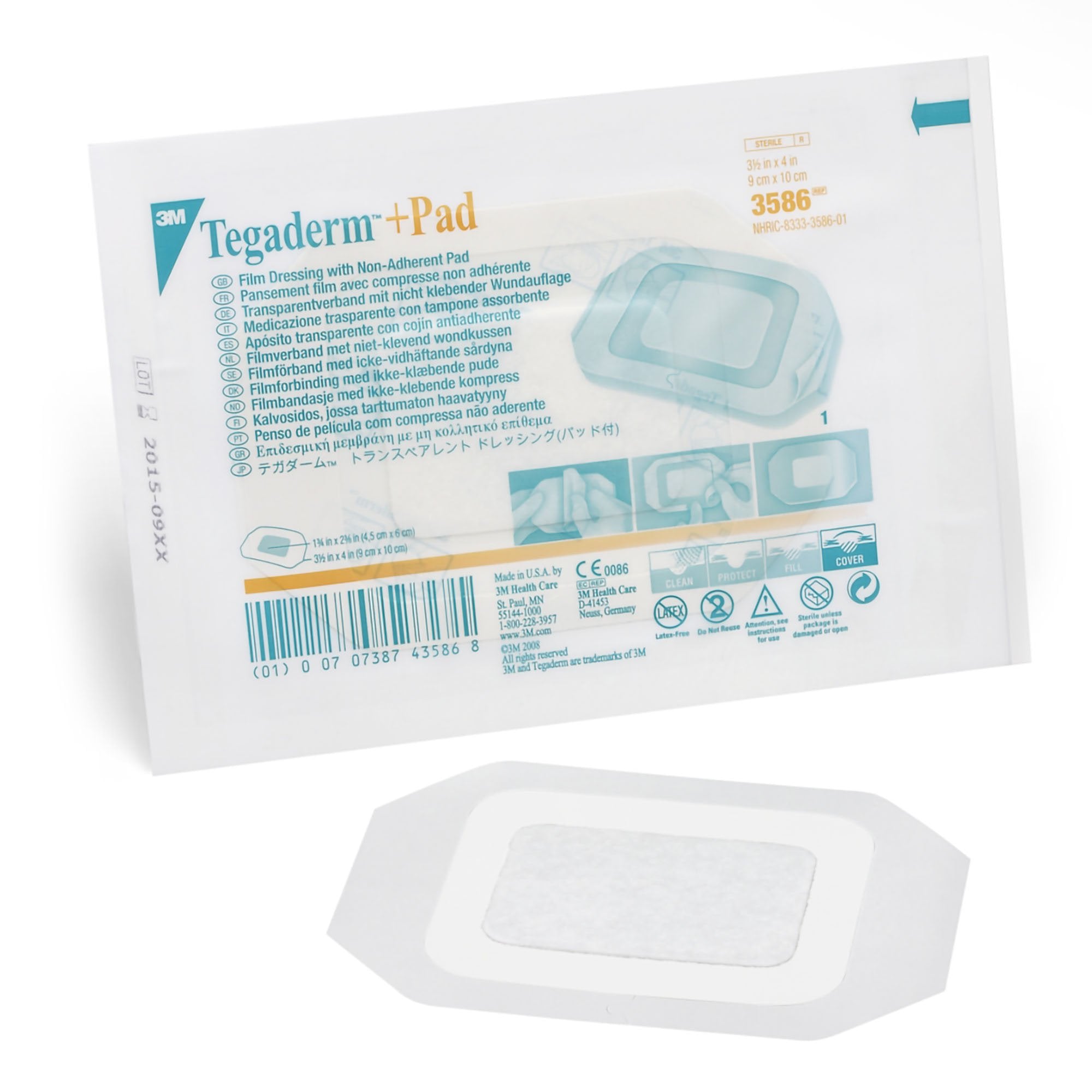 3M™ Tegaderm™ Transparent Film Dressing with Pad, 3½ x 4 Inch 3586 ...