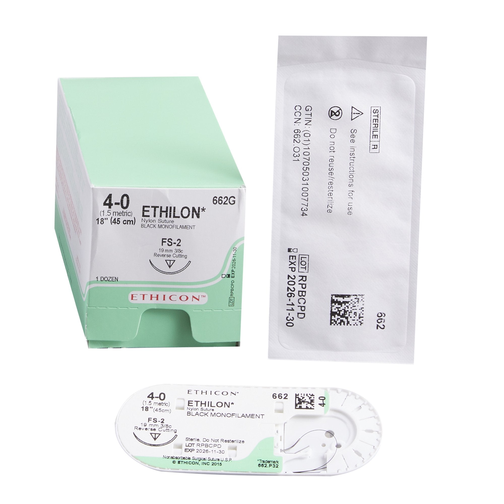 Nonabsorbable Suture with Needle Ethilon Nylon FS-2 38 Circl