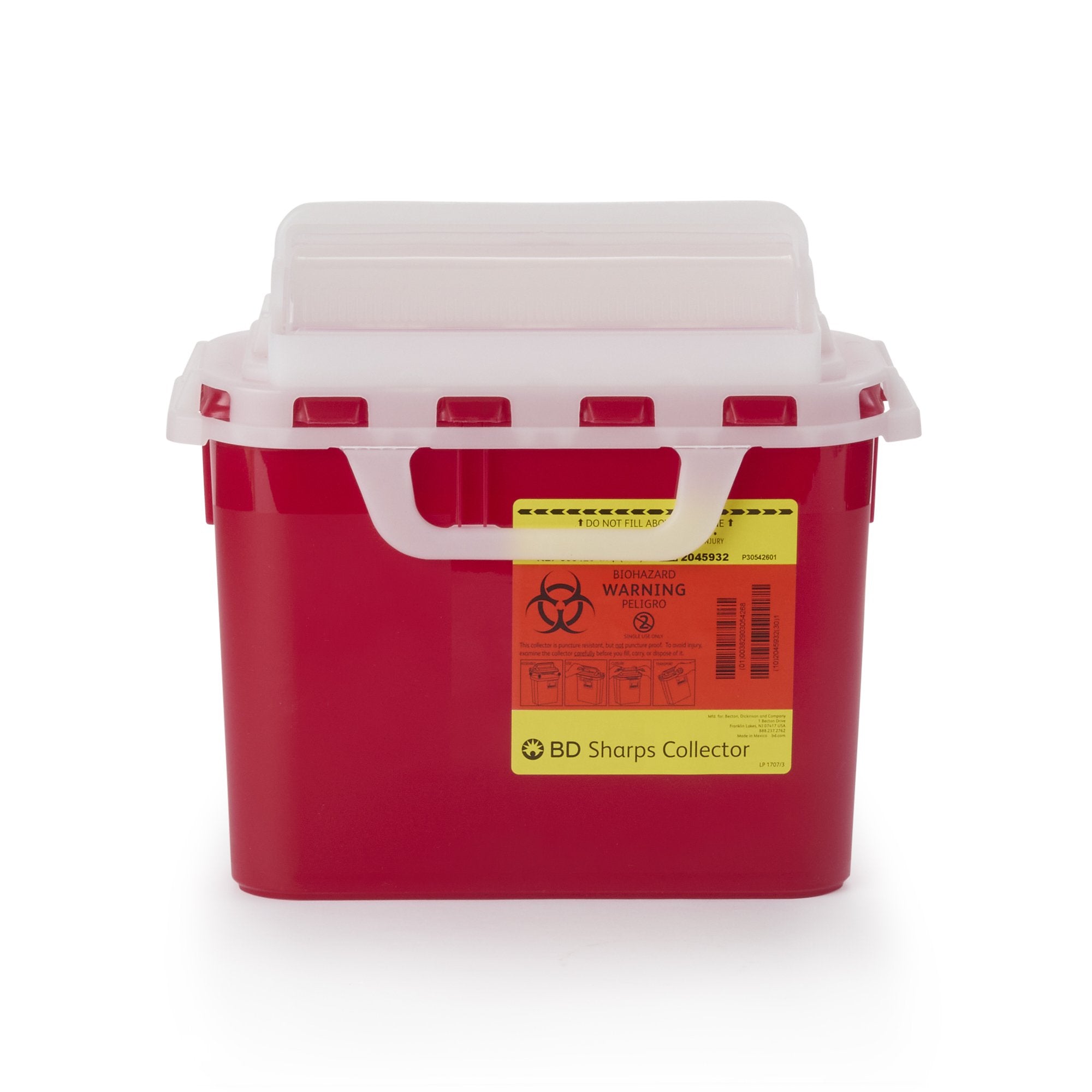 BD™ Red Sharps Container, 5.4 Quart, 12 x 12 x 4-4/5 Inch 305426 – Medsitis