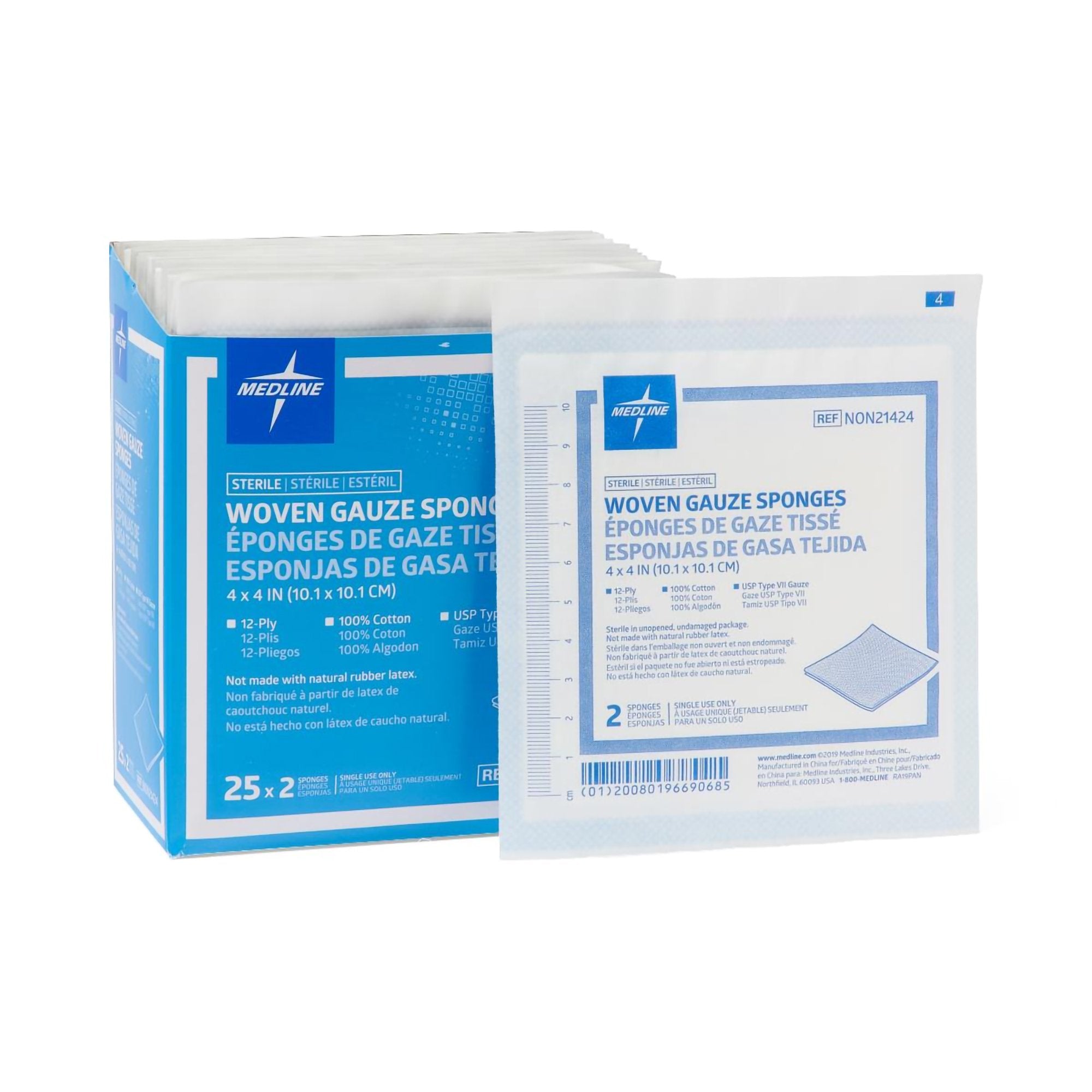 Sterile USP Type VII Gauze Sponge, 4 x 4 Inch, 12-Ply NON21424 – Medsitis
