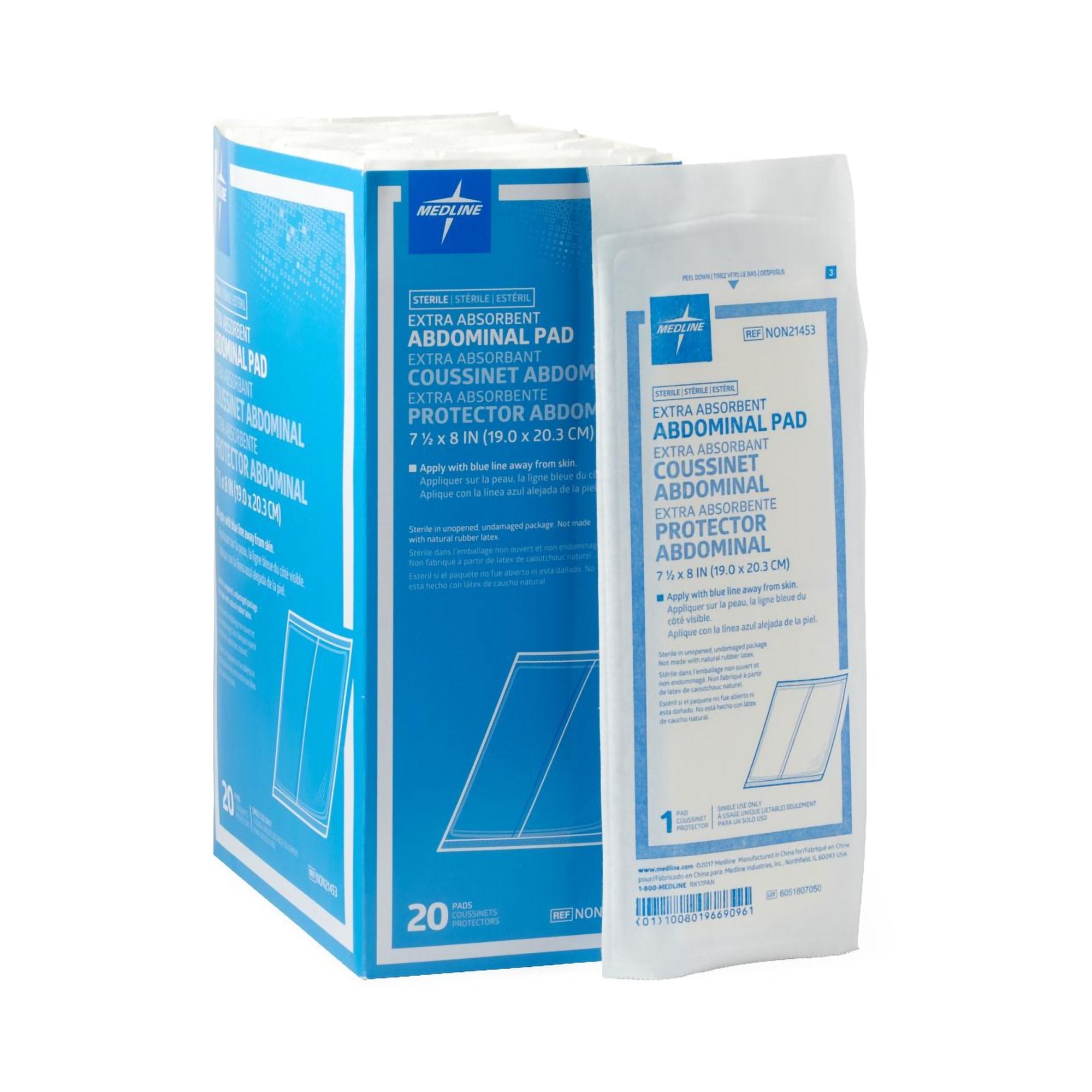 Medline Sterile Abdominal Pad, 7-1/2 x 8 Inch NON21453 – Medsitis